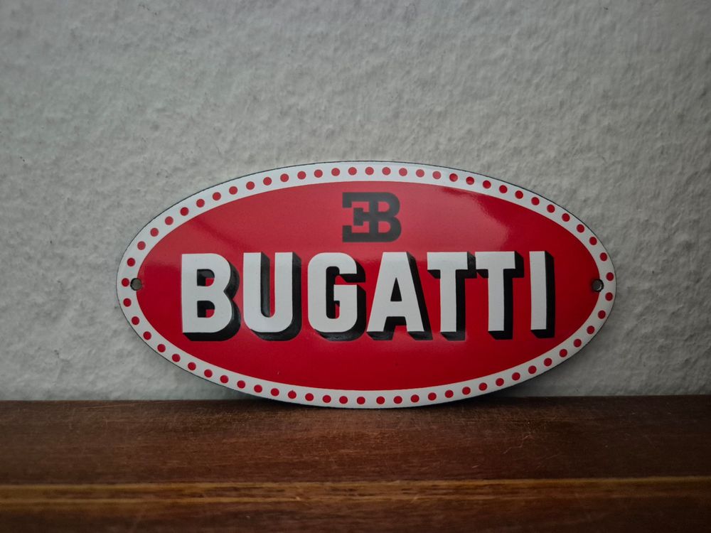 Emailschild Bugatti Logo Italy Emaille Schild Reklame Retro (Neu ...