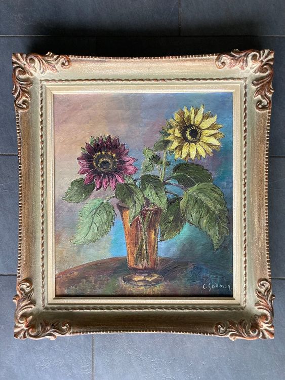 Gemälde Stilleben Sonnenblumen signiert C. Sodeur | Kaufen auf Ricardo