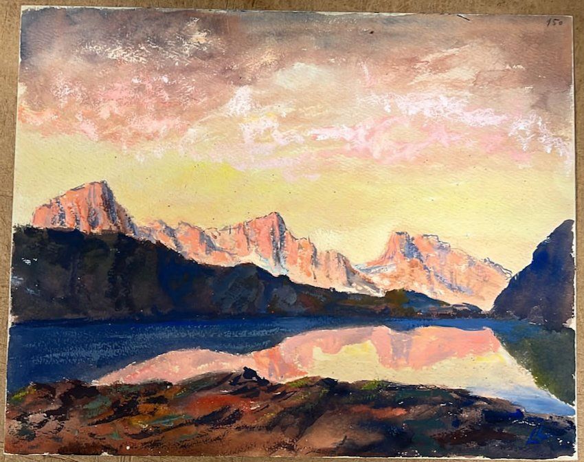Aquarell Landschaft, Berge von Ludwig Lussmann (ID b3848) (Gebraucht ...