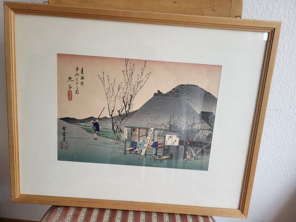Japanischer Farbholzschnitt mit Szene aus den 53 Stationen.. (Gebraucht ...