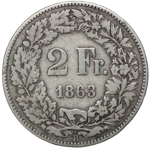 Schweiz Bundesmünze 2 Franken 1863 (Gebraucht) in Liestal für CHF 121 – mit Lieferung auf ...