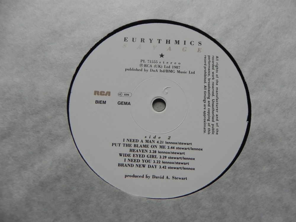 LP brit. Rock Pop New Wave Duo Eurythmics 1987 Savage Poster (D ...