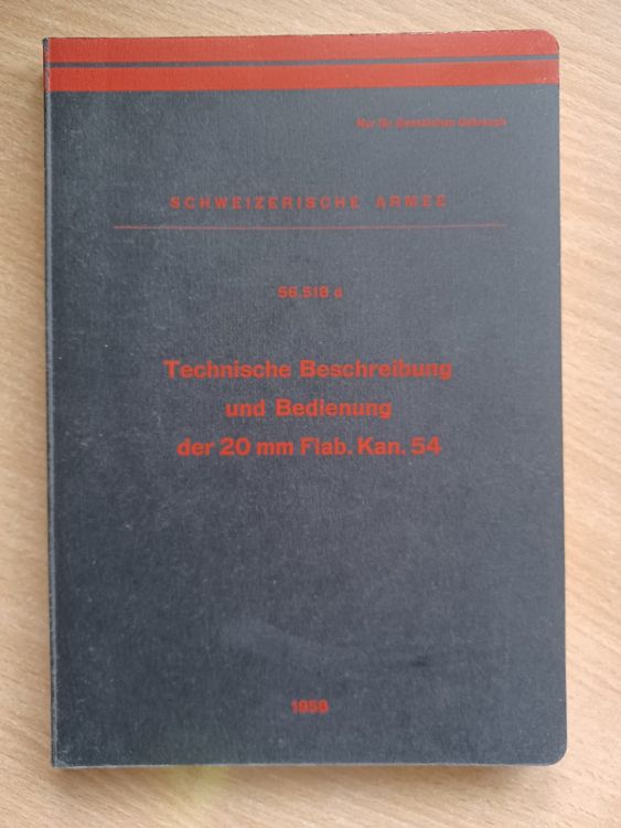 Regl, Tech Beschreibung/Bedienung 20 mm Flab Kanone 54, 1958 | Kaufen ...