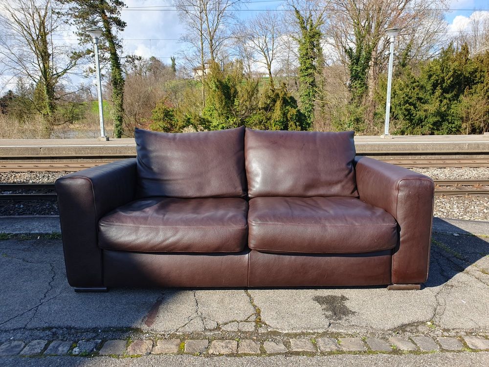 NATUZZI 2er Ledersofa in Dunkelbraun (Ref. Nr. 33) | Kaufen auf Ricardo