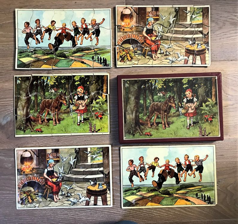 Antikes Puzzle Märli Märchen Aschenputtel Rotkäppchen Däumli | Kaufen ...