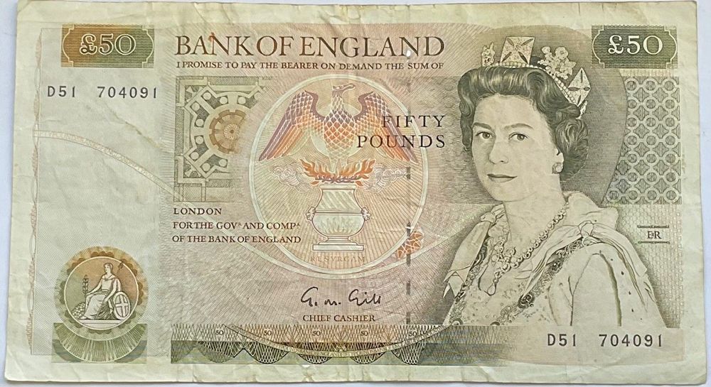 50 Pfund Banknote aus England Sir Christopher Wren 1988 (Gebraucht) in ...