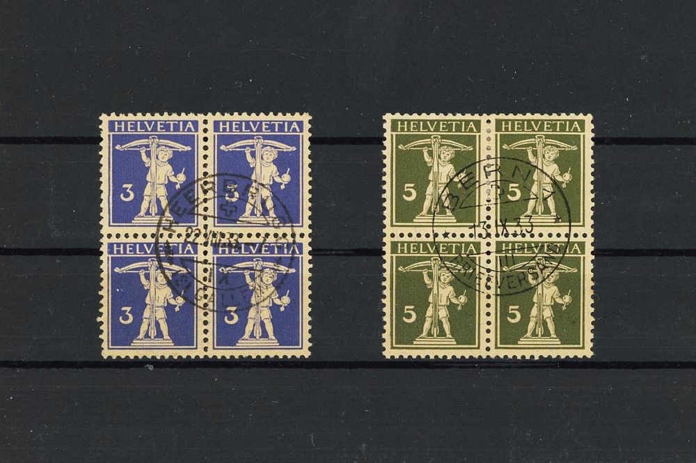 1933: 3 Rp. und 5 Rp. Tellknabe, im Viererblock, geriffelt | Kaufen auf Ricardo