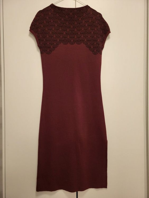 Benetton Damen Kleid, Gr. S – Wolle, bordeauxrot, ärmellos (Gebraucht ...