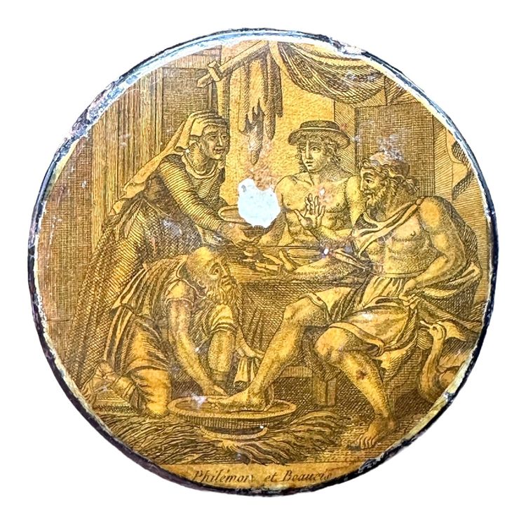 Boîte ronde en carton bouilli laqué du début du XIXe siècle (Gebraucht ...