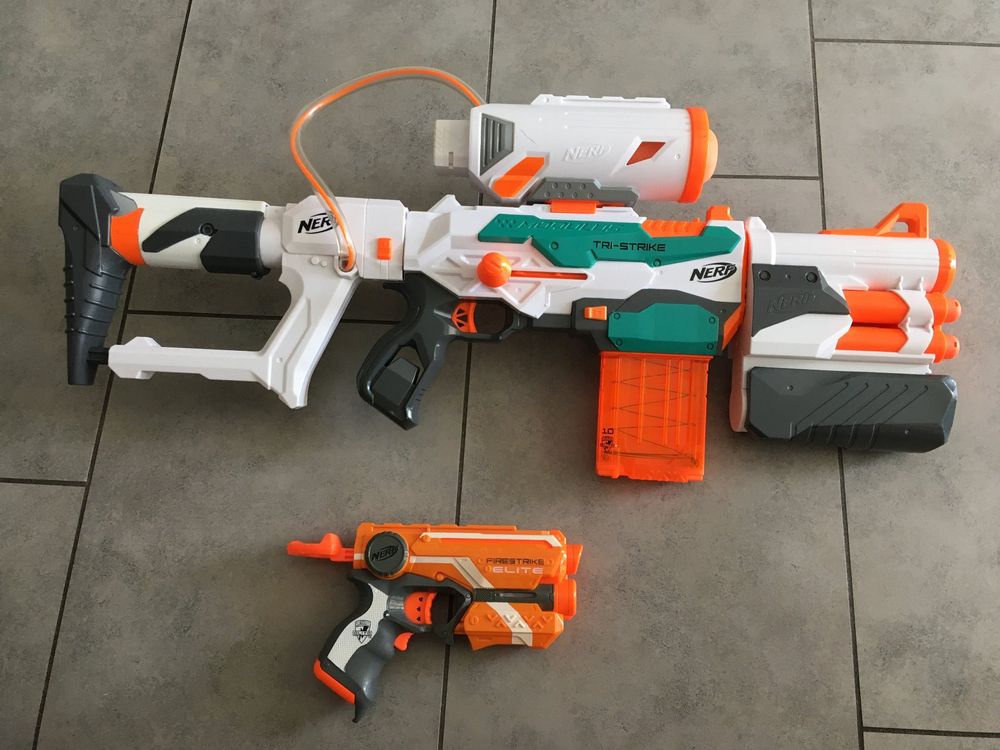 1 x pistole + 1 x Modulus Tri-Strike Blaster NERF (Gebraucht) in ...