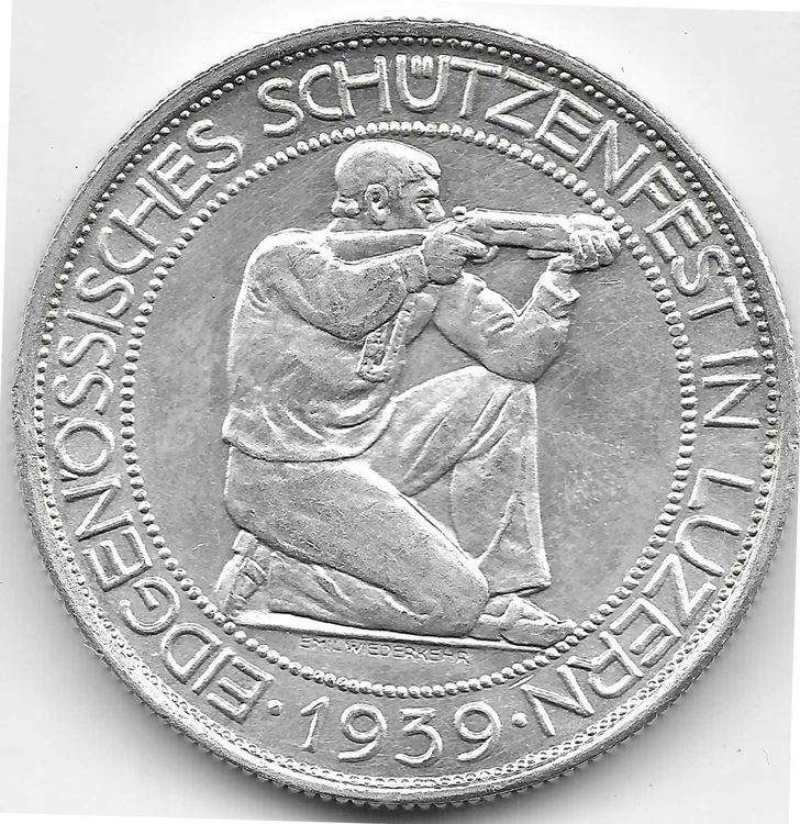 1939 5 Franken Eidgen. Schützenfest Luzern 1939 - Silber (Gebraucht) in Wattwil für CHF 19 – mit ...