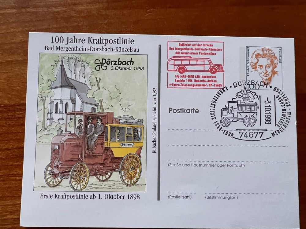 Sonderkarte Deutschland Kraftpostlinie 1998 (R251) (Gebraucht) in Hinwil für CHF 1 – mit ...