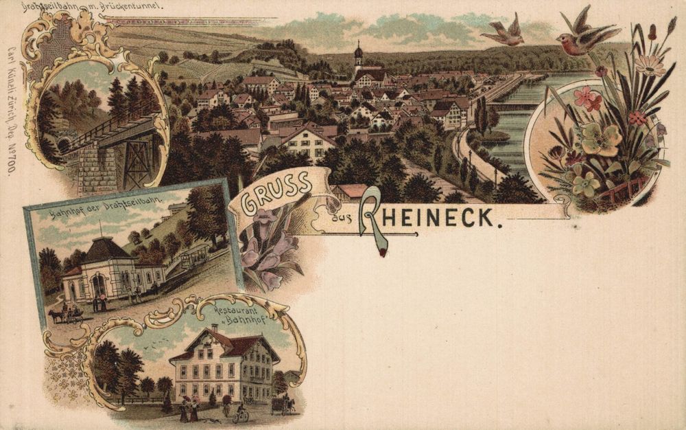 Gruss aus Rheineck. Bahnhof der Drahtseilbahn, Rest. Bahnhof (Gebraucht) in Bronschhofen für CHF ...