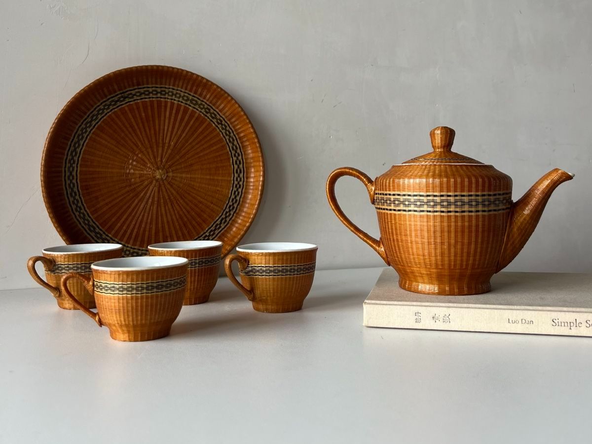 Chinese Tea Set, Bamboo Woven Porcelain (Gebraucht) in Oberägeri für ...