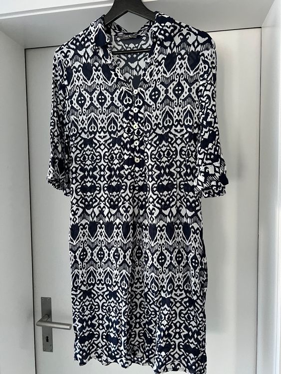 Tolles Sommerkleid blau weiss Muster Gr. 38 fliessend luftig (Gebraucht ...