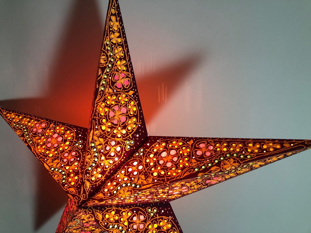 Leuchtstern - kalea Amber - 60cm / mit Standfuss + LED (Neu und ...