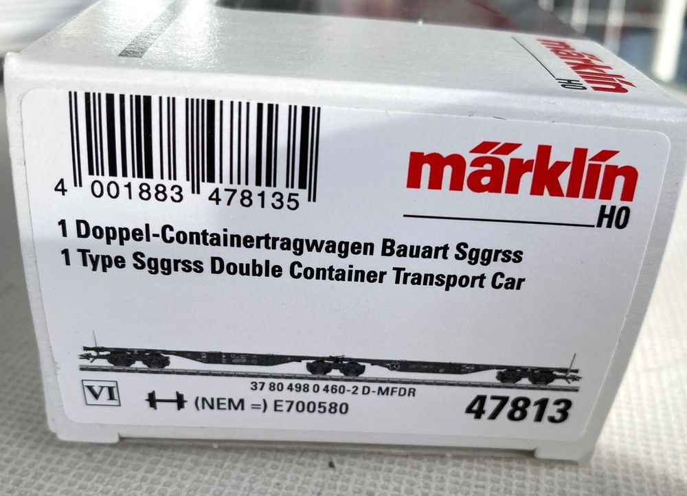 Märklin Doppelcontainerwagen Sggrss 47813 MFD Rail Rotkreuz (Neu und ...