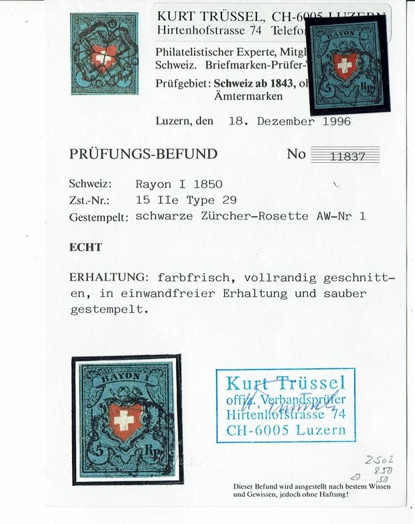 RAYONI 5RP 15IIe T29 ZCH ROSETTE BEFUND (Gebraucht) in Rüschlikon für CHF 180 – mit Lieferung ...