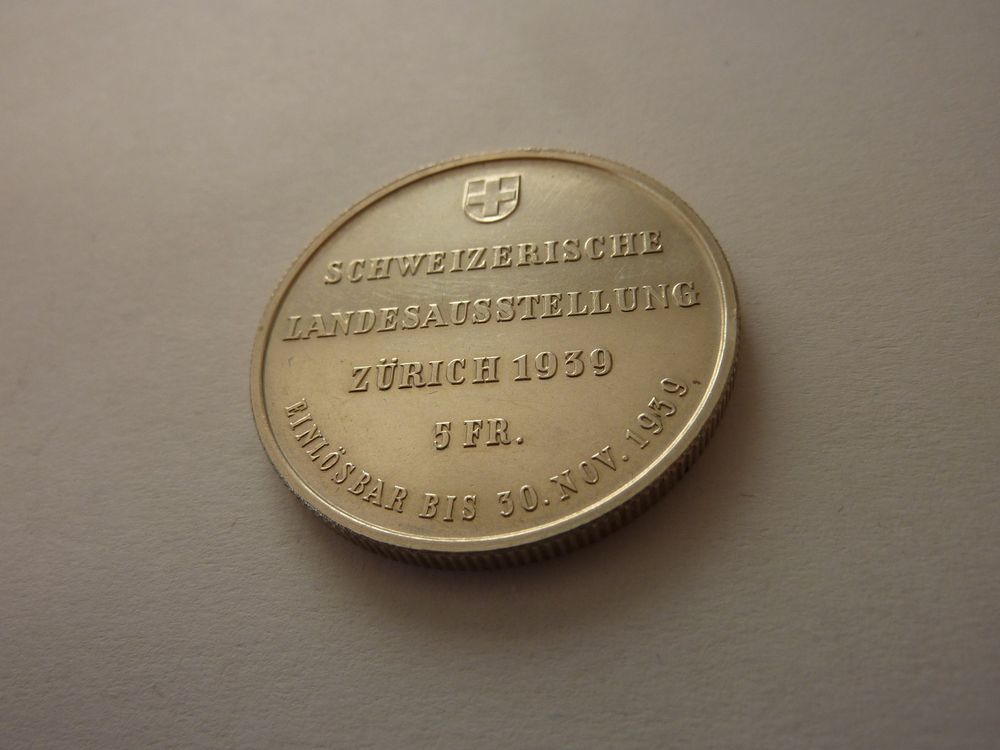 Gedenkmünze : 5 Fr. Landesausstellung 1939 , unzirkuliert (Neu (gemäss Beschreibung)) in Birrwil ...