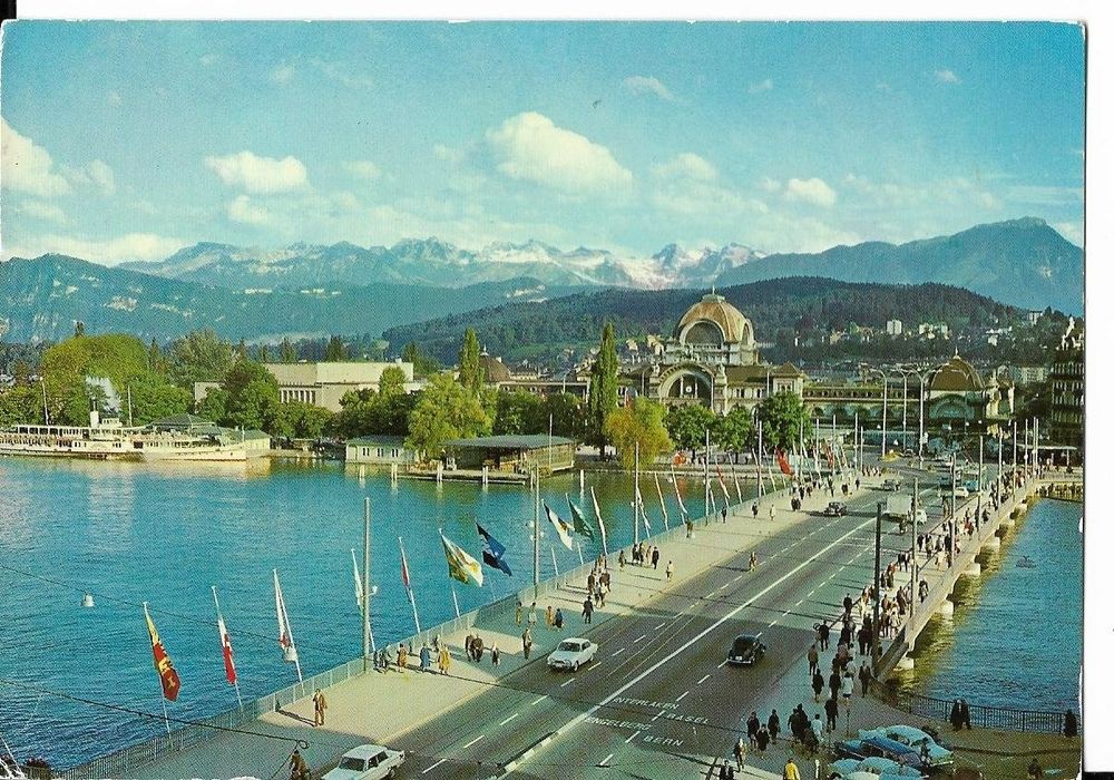 LUZERN: Quaibrücke mit Oldtimern und Trolleybus 1978 (Gebraucht) in ...