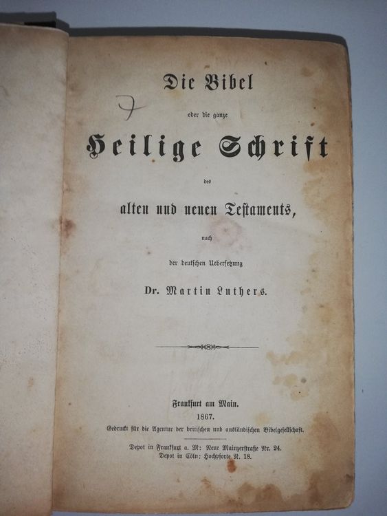 Die Bibel - Heilige Schrift 1867 (Gebraucht) in Aarburg für CHF 15 ...