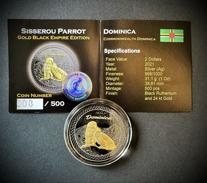1 OZ Sisserou Parrot–24 Karat Gold Black Empire Edition (Neu (gemäss ...