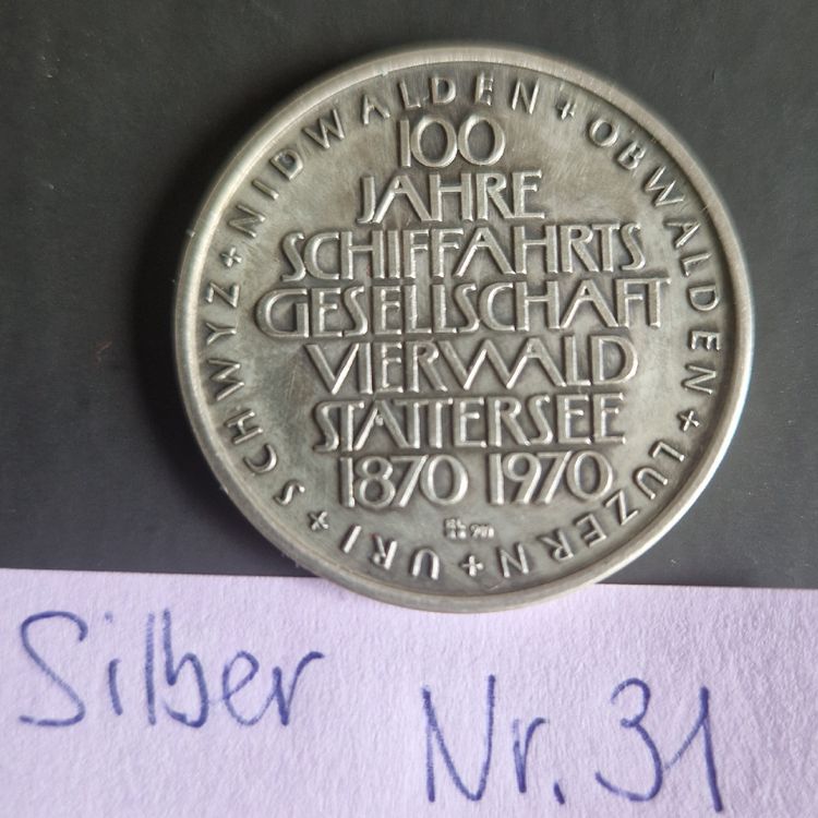 Silbermedaille SGV 100 Jahre Schiffahrtsges. 1870-1970 (Gebraucht) in ...