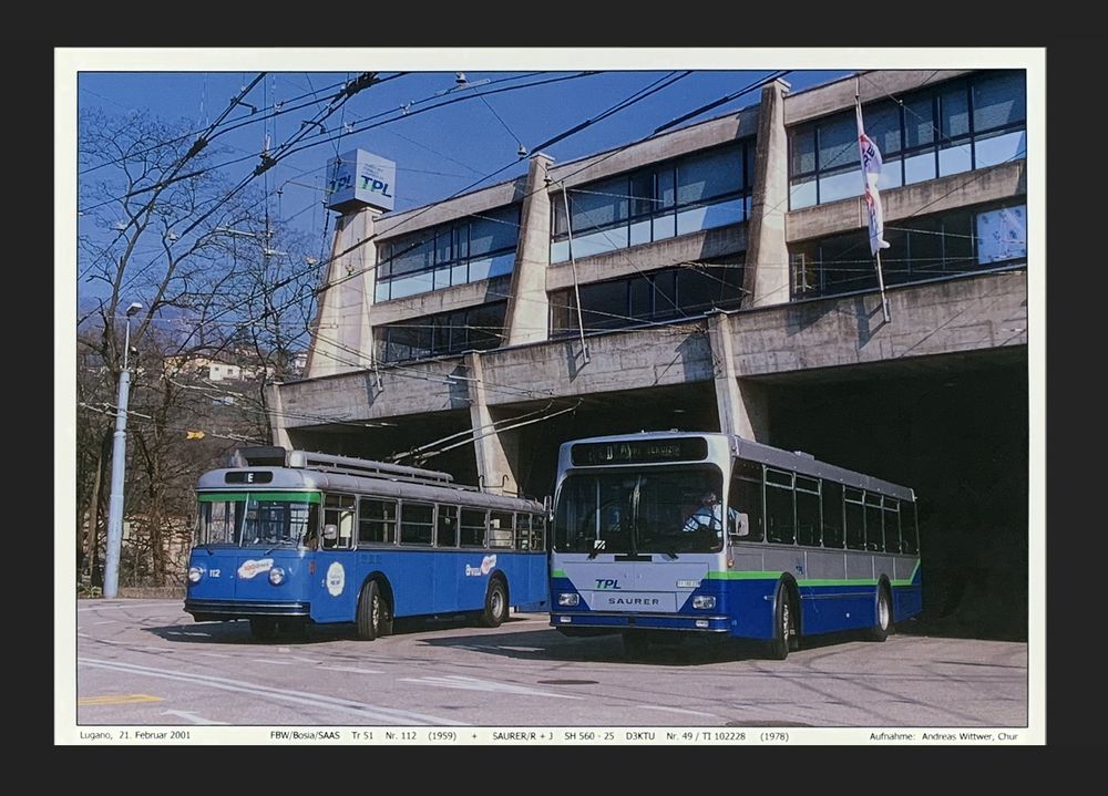 Lugano Pregassona TPL Trolleybus FBW Autobus Saurer Foto A4 (Neu ...