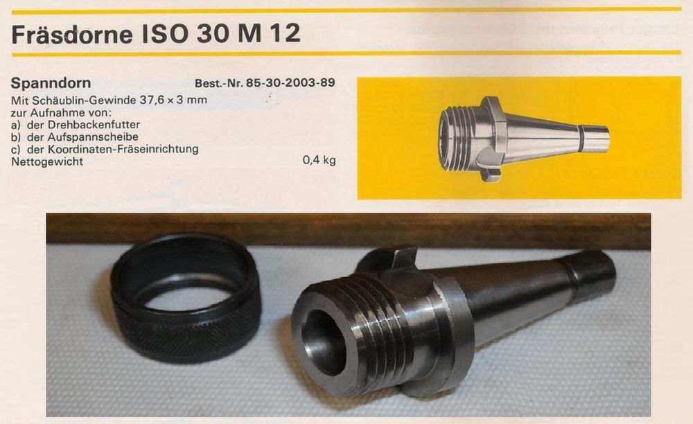 ISO30 / W20 Adapter für Aciera F3, Schaublin 13, Sixis 103.. (Gebraucht ...