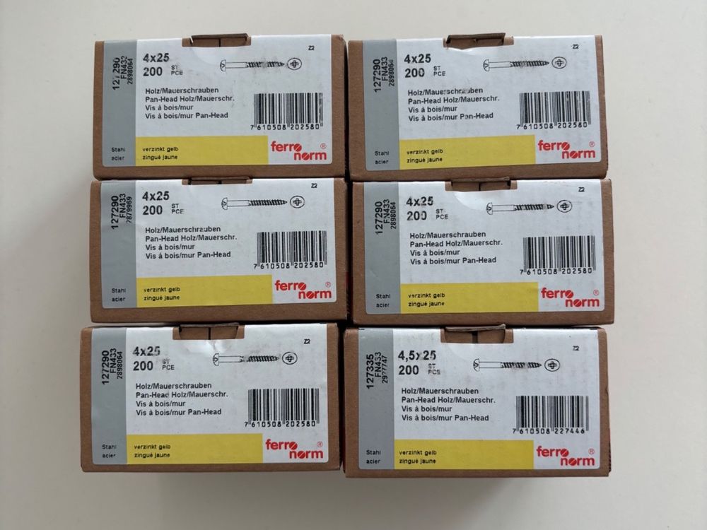 6 Pack Holz/Mauerschrauben verzinkt gelb, Ferronorm (Neuf avec ...