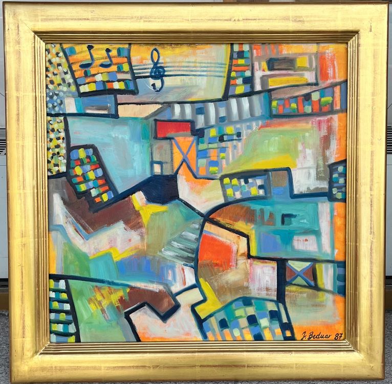 80.er Jahre Farbenfrohes Konkrete Gemälde, Unl. Sig. (Gebraucht) in Root für CHF 54 – nur ...