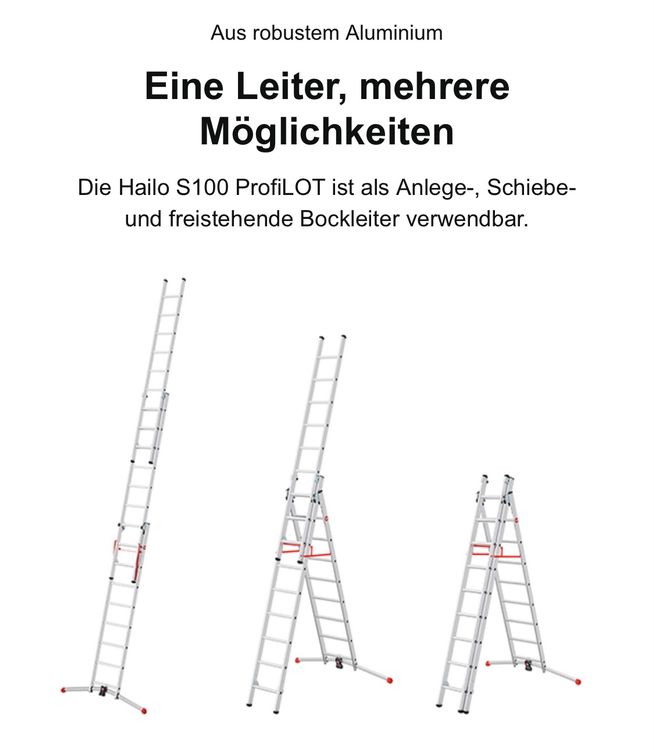 Leiter Hailo Bock- oder Teleskopleiter bis 6.5m (Gebraucht) in Grenchen für CHF 250 – nur ...