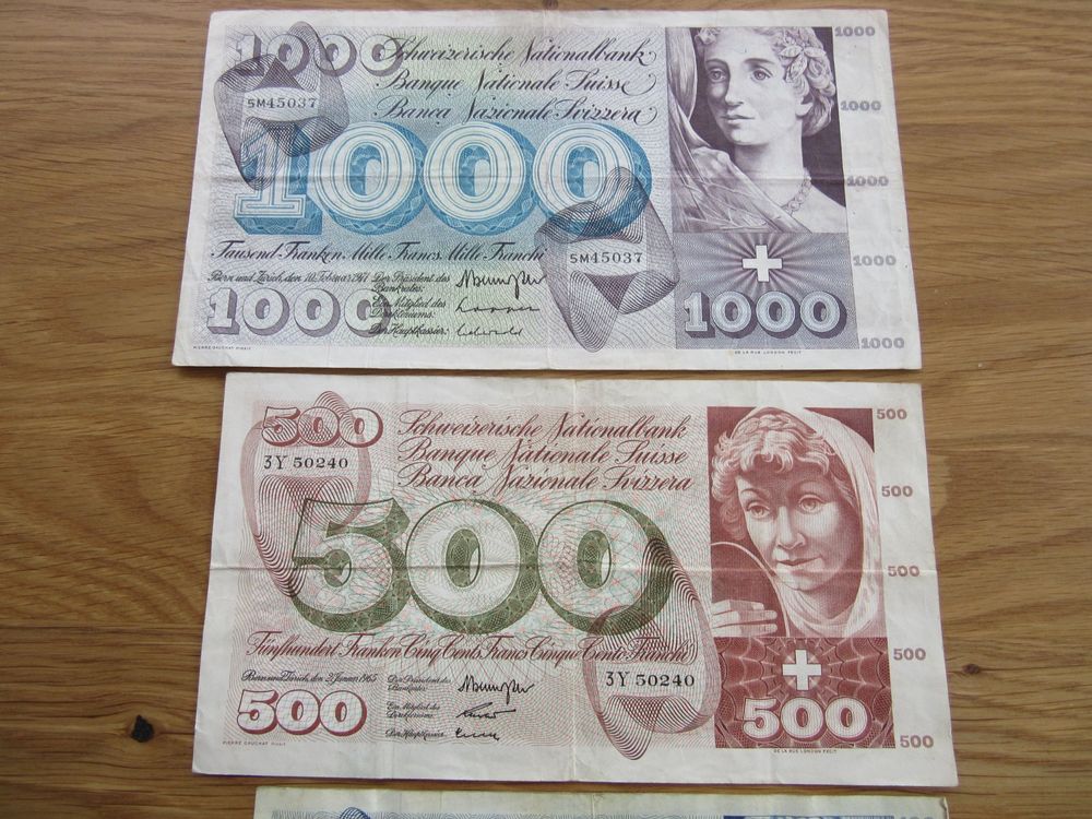 komplette Sammlung 1000-500-100-50-20-10 BANKNOTEN SCHWEIZ (Gebraucht ...