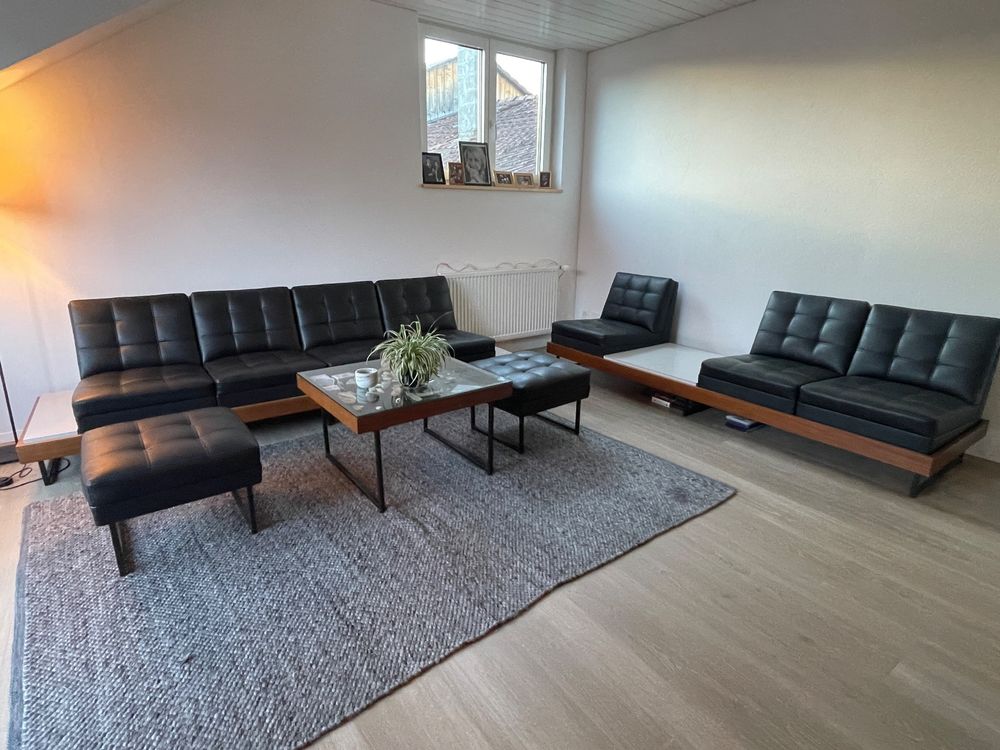 CANAPE VINTAGE MODULABLE - 7 places + 2 Tabourets + 1 table (D'occasion ...