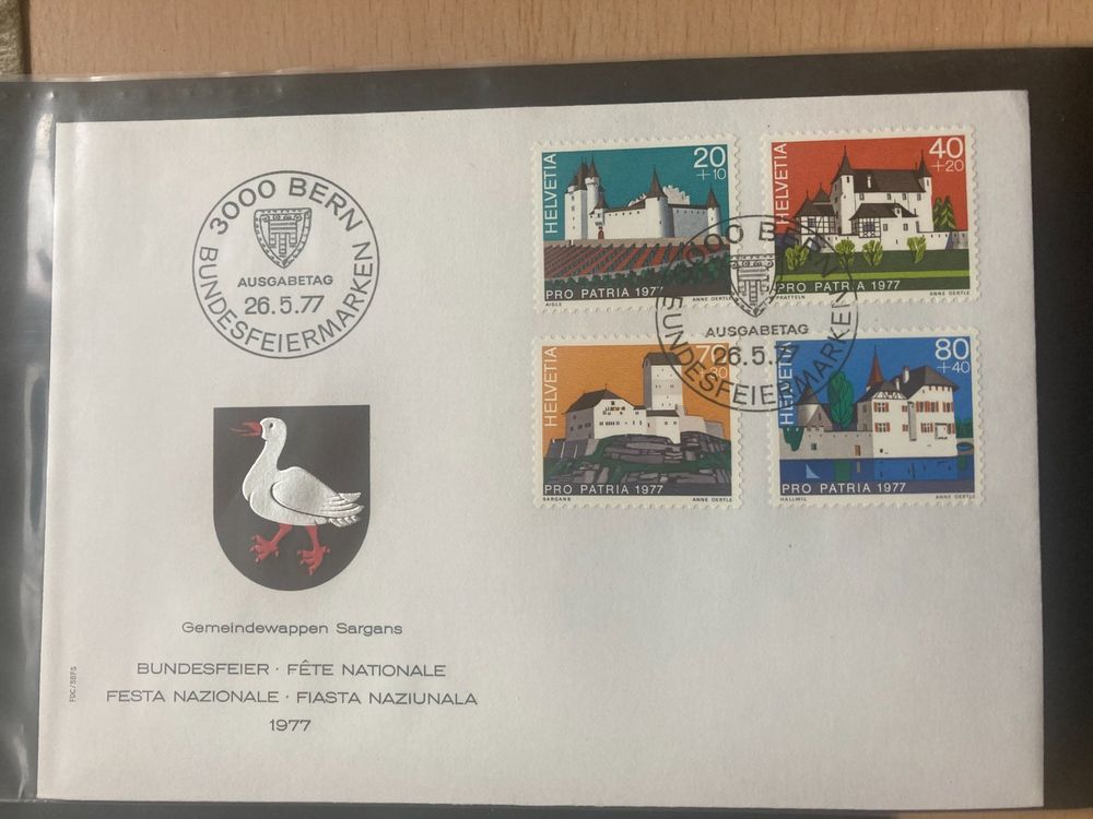 Schweiz 1977 Ersttagsbrief Satz Pro Patria Schlösser (Neu (gemäss Beschreibung)) in Liestal für ...