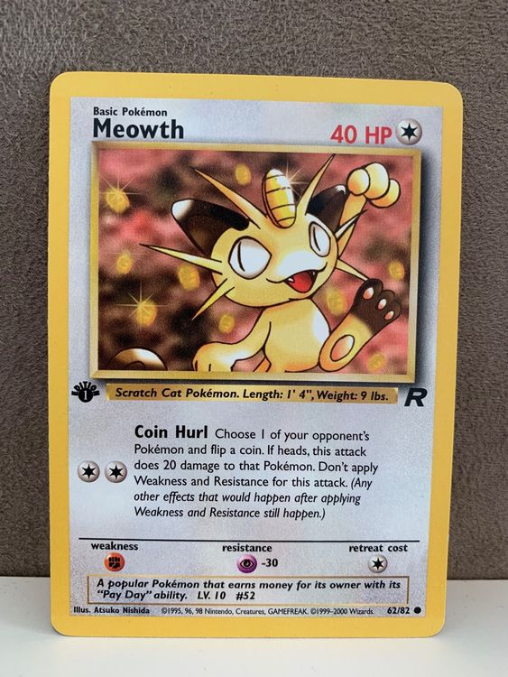 Pokemon *1.Edition Meowth Team Rocket ENG 62/82 (Gebraucht) in für CHF ...