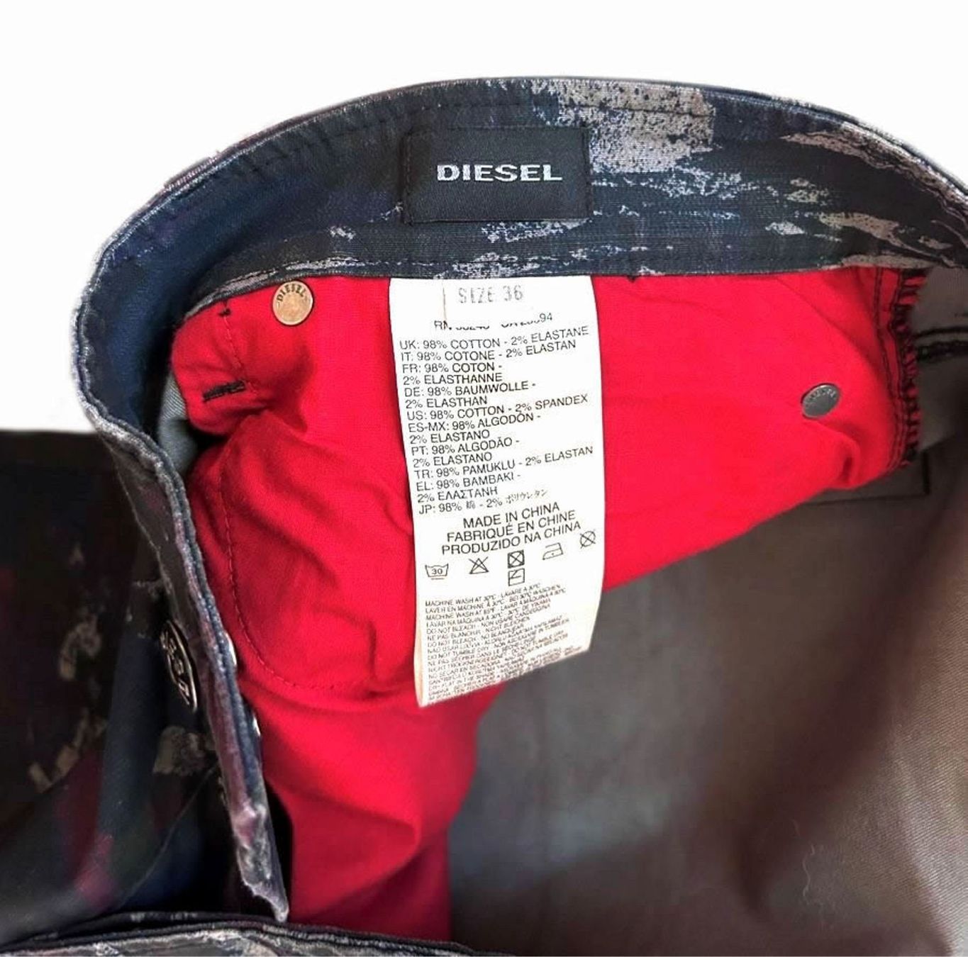 DIESEL RN93243 CA25594 Stretch Men Jeans Pants Slim W36 (Neuf (Voir ...