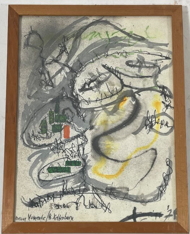 Interessante Abstrakte Mischtechnik unleserlich Signiert | Kaufen auf Ricardo