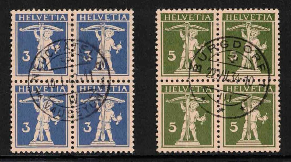 1933 Tellknaben geriffelt 182z, 183z im 4er-Block ʘ (Neu (gemäss Beschreibung)) in Nuglar für ...