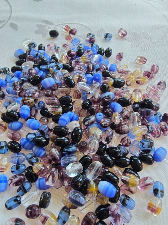 50x schöne Glasperlen ( tschechisch) 6.5x4.5 oval (Neu und ...