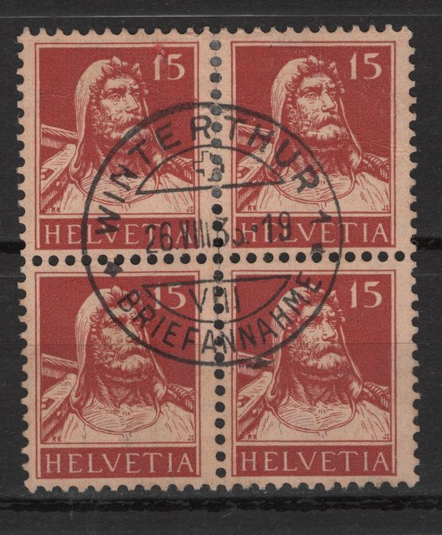 4er Block Tellbrustbild ZNr. 173Z / Kat. 800.- / TOP gestemp (Gebraucht) in Oberdiessbach für ...