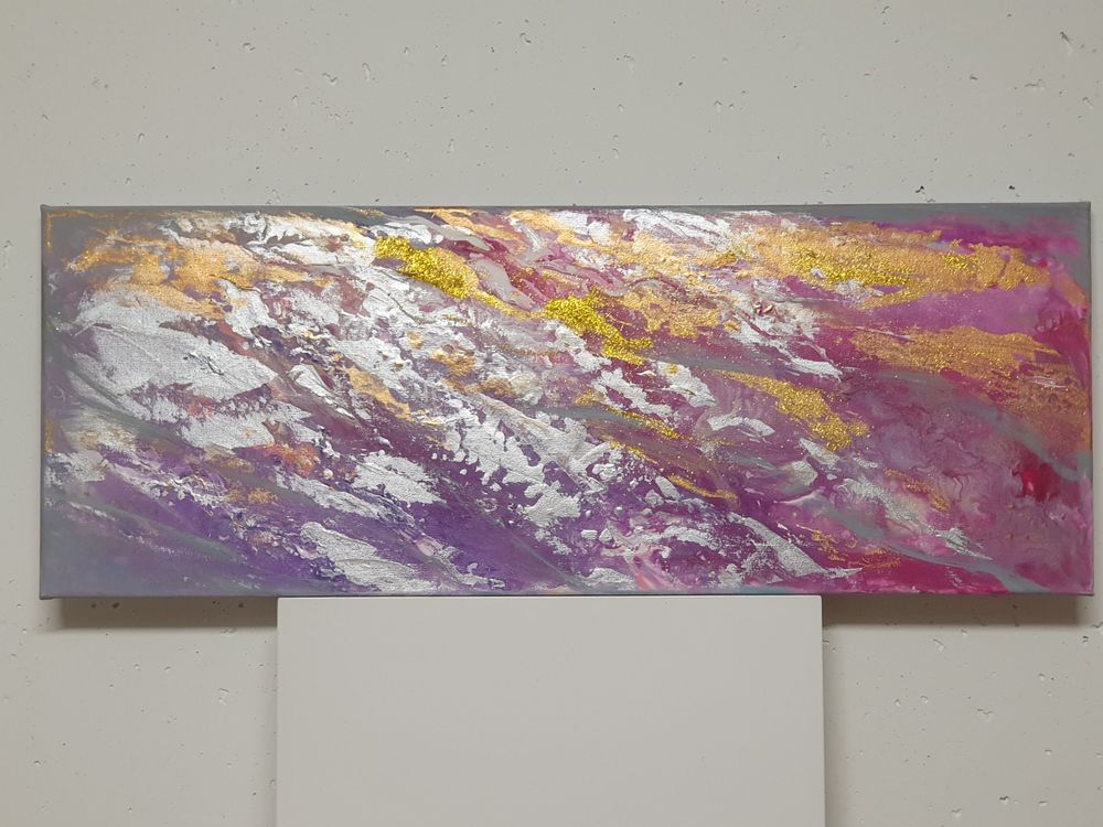 Acrylbild auf Leinwand mit Gold, 30x60cm, Fluidtexture | Kaufen auf Ricardo