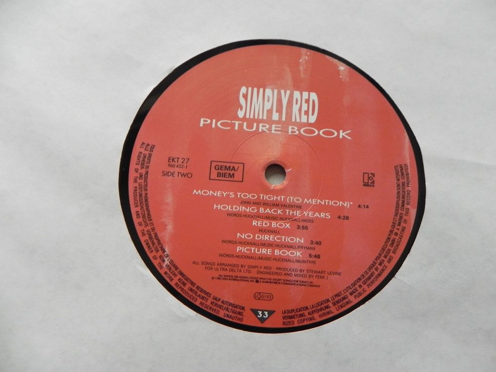 LP brit. Synth. Pop Soul Band Simply Red 1985 Picture Book | Kaufen auf ...