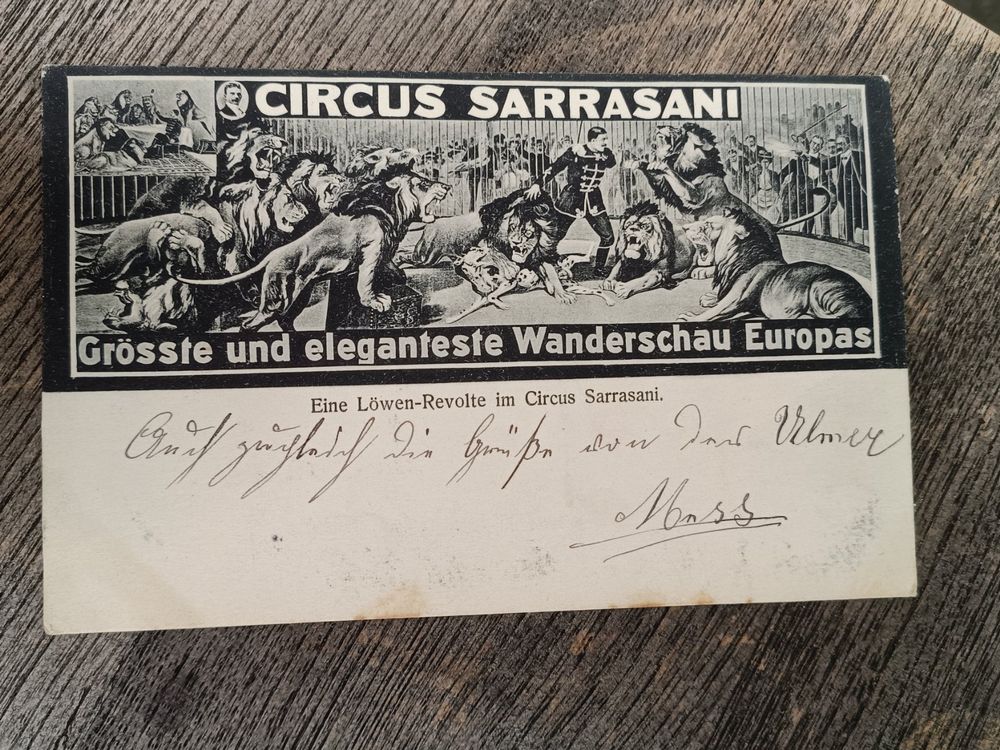 Alte Postkarte / Circus Sarasini - gelaufen 1910 (Gebraucht) in Brugg ...