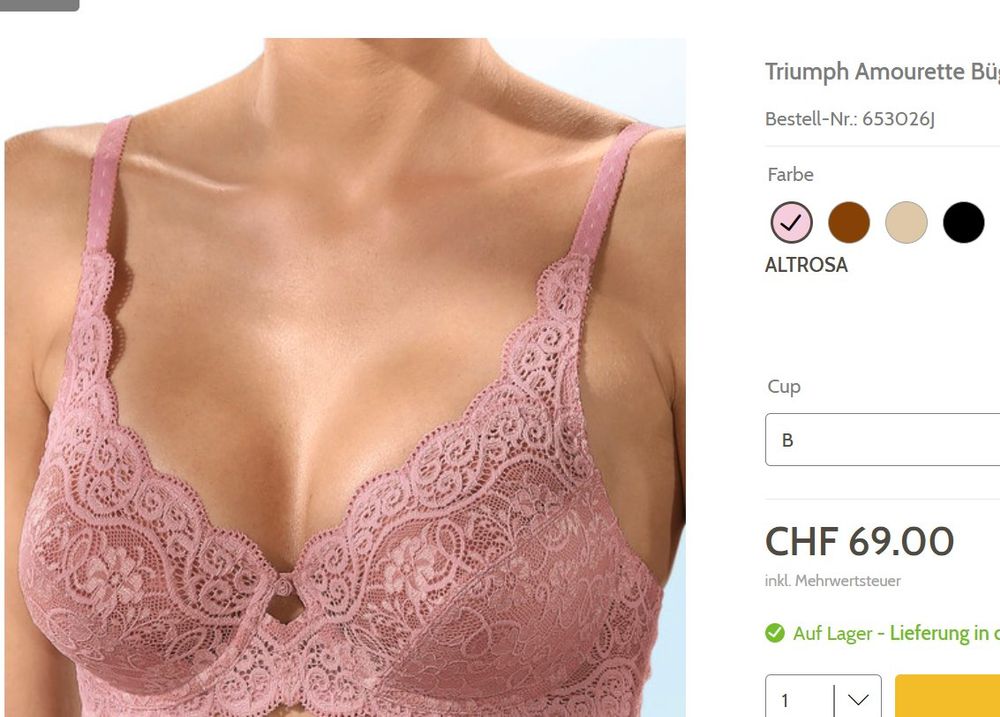 Triumph Amourette Bügel-BH mit Elastikspitze 75E Rosa | Kaufen auf Ricardo