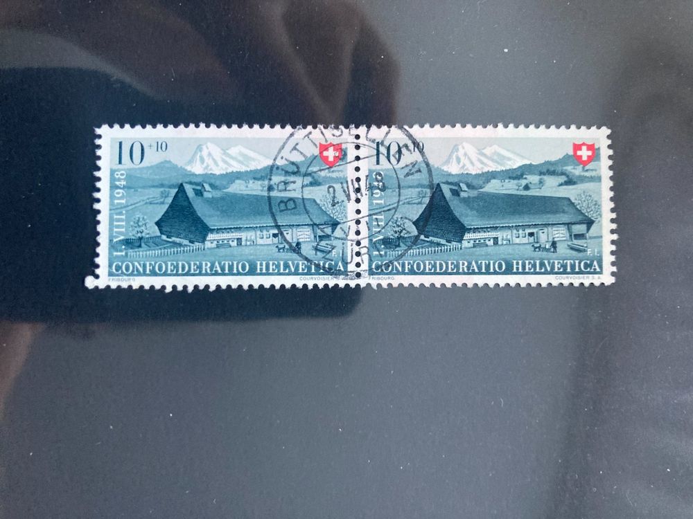 Schweiz 1948 2xPro Patria 10 Vollstempel BRÜTTISELLEN 2.VII. (Gebraucht ...