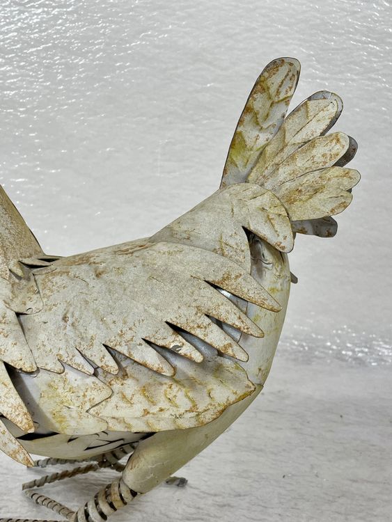 Vintage Grosse Handgefertigte Hahn Skulptur aus Blech | Kaufen auf Ricardo