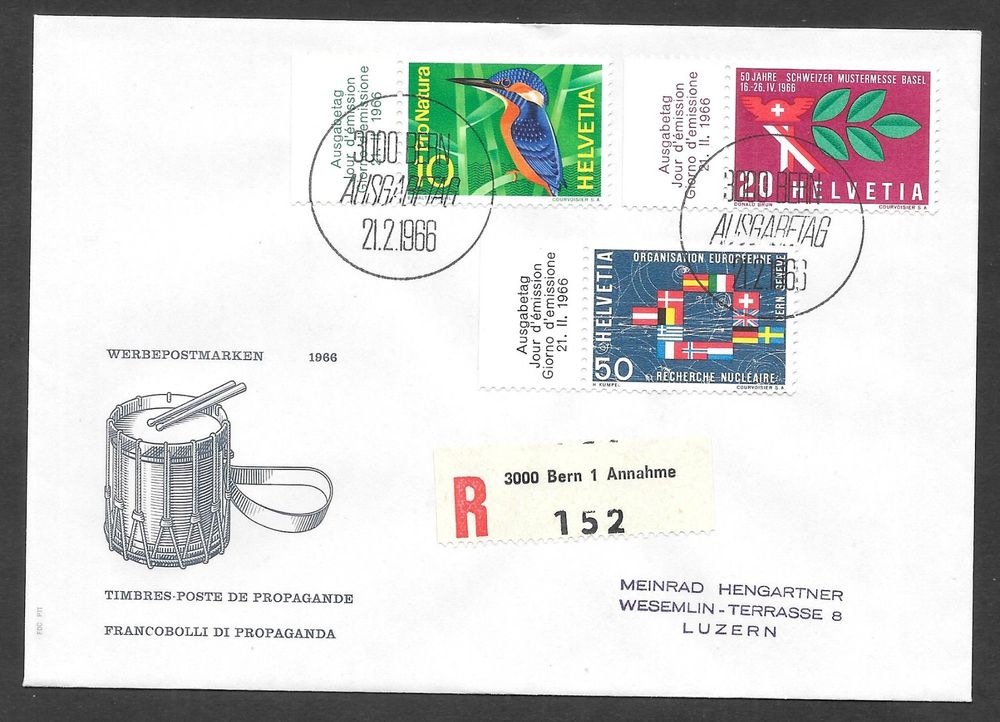 R-FDC Serie 439 - 441 Werbemarken ET Bern 21.2.1966 (Neu (gemäss Beschreibung)) in Olten für CHF ...