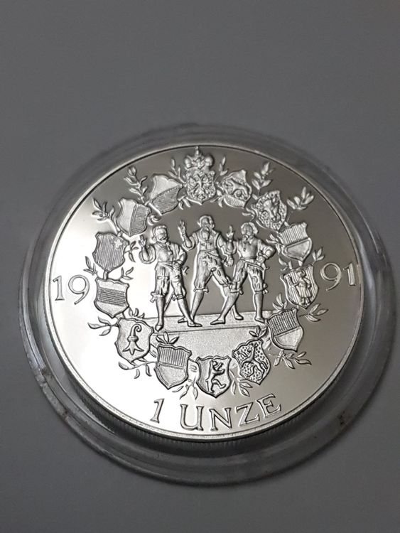 1 Unze Silber 1991 700 Jahre Eidgenossenschaft (Neu (gemäss Beschreibung)) in Ballwil für CHF 29 ...