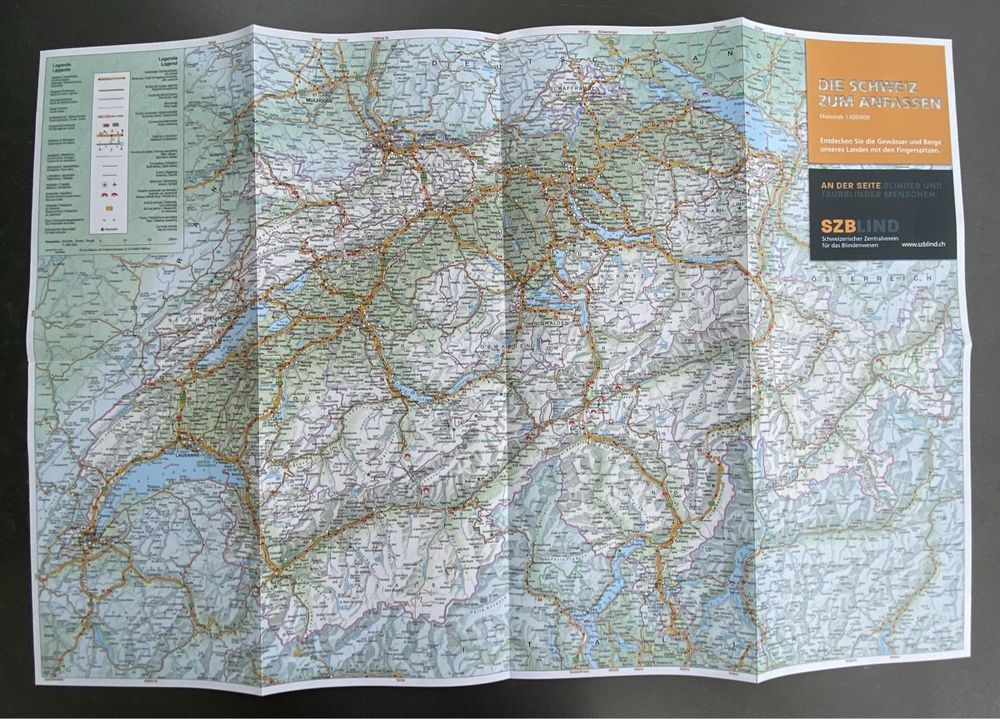 Schweizer Karte zum Anfassen, Massstab 1:600000 (Neu und ...